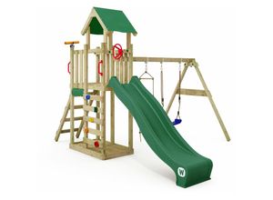 4251511890482 - Spielturm Klettergerüst MultiFlyer Light Schaukel & Rutsche Outdoor Kinder Kletterturm mit Sandkasten Leiter & Spiel-Zubehör für den Garten - grün