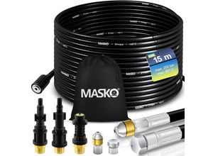 4260729118417 - MASKO® Premium Rohrreinigungsschlauch Set Abflussreiniger 200 bar inkl Tasche 3 Adapter 2 Düsen + rotierend kompatibel mit Kärcher k2-k7 LAVOR Hochdruckreiniger universal Rohrreinigungsset