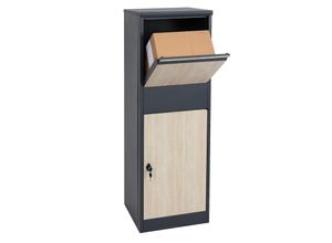 4057651539881 - Paketkasten MCW-G80 Paketbox Standbriefkasten Paketbriefkasten Größe XL ~ verzinkt anthrazit Holzoptik hell