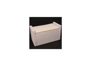 4057651074252 - Aufbewahrungstruhe Genua Truhe Sitzbank Garderobenbank Kissen Kubu Rattan 88cm ~ weiß