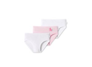 4007066281240 - Hüftslips 3er-Pack Feinripp Organic Cotton weiß rosa mit Pony für Mädchen 9298104116128140