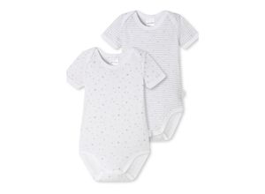 4007065762344 - Baby-Bodys 2er-Pack kurzarm unisex Feinripp Organic Cotton bedruckt weiß grau - Original Classics 104