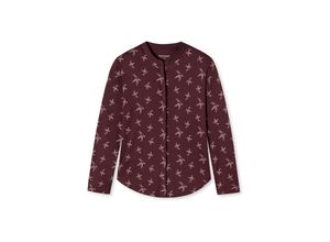 4007065969392 - Shirt langarm Interlock Knopfleiste Stehkragen Allover-Print burgund - Mix+Relax für Damen 44