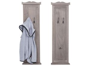 4057651904603 - 2er-Set Garderobe H33 Wandgarderobe Garderobenpaneel Wandhaken Holz 109x28x4cm ~ grau-braun shabby