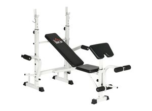 4255633511720 - Hantelbank mit Sitzkissen schwarz weiß 180L x 134B x 113-136H cm hantelbank verstellbar multifunktionaler trainingsbank