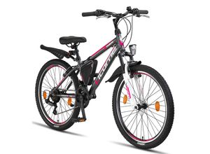 4260647781724 - Licorne Bike Guide Premium Mountainbike in 20 24 und 26 Zoll - Fahrrad für Mädchen Jungen Herren und Damen - Shimano 21 Gang-Schaltung Kinderfahrrad Kinder Zoll24 FarbeAnthrazit Rosa