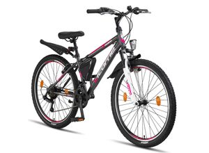 4260647781731 - Licorne Bike Guide Premium Mountainbike in 20 24 und 26 Zoll - Fahrrad für Mädchen Jungen Herren und Damen - Shimano 21 Gang-Schaltung Kinderfahrrad Kinder Zoll26 FarbeAnthrazit Rosa