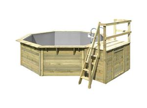 4010090488073 - Gartenpool-Set »Modell 2« inkl Terrasse - Grau - Edelstahl