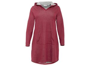 4061303800373 - Große Größen Sweatkleid mit Kapuze und Kängurutasche rubinrot Gr56 58