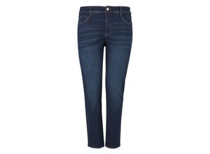 4099587064655 - Große Größen Slim Jeans mit Used-Effekten und Catfaces dark blue Denim Gr52