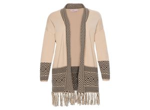 4054697884340 - Große Größen Cardigan im Ethno-Look beigefarben Gr44 46