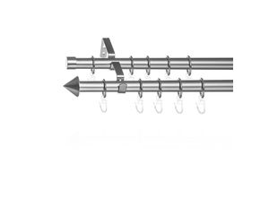 4250434154312 - Gardinenstange ORIGINAL Gardinenstange Kegel 20 mm ausziehbar 2 läufig 130 - 240 cm Chrom Gardinenstangen Gr L 130 cm - 240 cm Ø 20 mm 1 St 2 läufig silberfarben (matt) Kinder Gardinenstangen für Zweiläufige Vorhangstange mit Ringen Gardinen und Stores