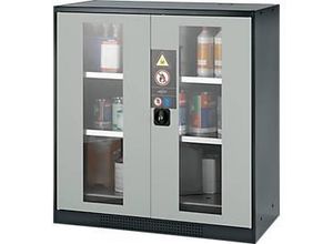 4054923048362 - Chemikalienschrank Asecos CS-CLASSIC-G Flügeltür m Glasauschnitt 2 Böden 1055x520x1105 mm lichtgrau