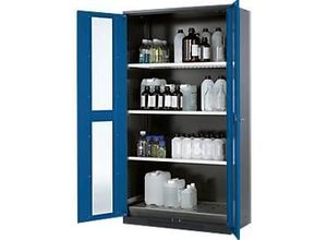 4054923055391 - Chemikalienschrank Asecos CS-CLASSIC-G Flügeltür m Glasauschnitt 3 Böden 1055x520x1950 mm enzianblau