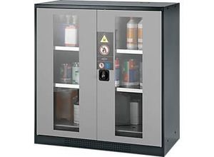 4054923048768 - Chemikalienschrank Asecos CS-CLASSIC-G Flügeltür m Glasauschnitt 2 Böden 1055x520x1105 mm silber