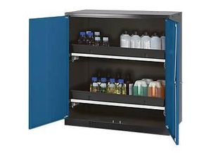 4054923047945 - Chemikalienschrank Asecos CS-CLASSIC Flügeltür 2 Auszugswannen 1055x520x1105 mm enzianblau