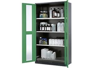 4054923055506 - Chemikalienschrank Asecos CS-CLASSIC-G Flügeltür m Glasauschnitt 3 Böden 1055x520x1950 mm resedagrün