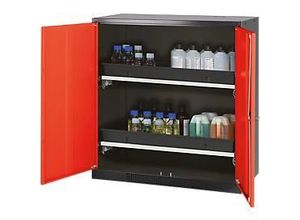 4054923047846 - Chemikalienschrank Asecos CS-CLASSIC Flügeltür 2 Auszugswannen 1055x520x1105 mm verkehrsrot