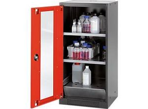 4054923045507 - Chemikalienschrank Asecos CS-CLASSIC-G Flügeltür und Glasausschnitt 2 Böden H 1105 mm verkehrsrot
