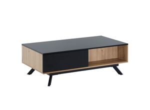 4251757712265 - Couchtisch 110x60x38 cm mdf Eiche-Dekor   Schwarz Wohnzimmertisch Sofatisch Rechteckig mit Stauraum Kaffeetisch mit Schubladen Tisch Wohnzimmer