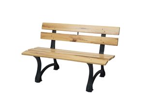 4057651367286 - Gartenbank MCW-F96 Sitzbank Parkbank Holzbank Gusseisen ~ 2-Sitzer 125cm hellbraun