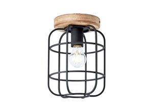 4004353379468 - Lampe Gwen Deckenleuchte 1flg antik holz schwarz korund Metall Holz 1x A60 E27 40WNormallampen (nicht enthalten) - braun - Brilliant