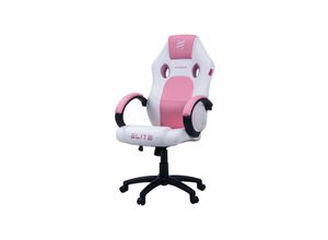 4056551044334 - ELITE Gaming-Stuhl EXODUS Armpolster 45-55cm Sitzhöhe extrabreite Sitzfläche Wippmechanik MG100 (Weiß Pink)