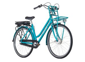 4250547532748 - Alu E-City-Bike Damen 28 Cantaloupe blau Frontmotor 36 V 104 Ah 3 Gänge