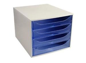 9002493423343 - Schubladenbox mit 4 Schubladen EcoBox Kunststoff Hellgrau Blau 284 x 348 x 234 cm