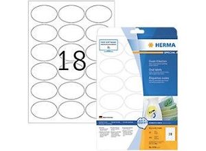 4008705043588 - HERMA Ablösbare Etiketten A4 635x423 mm weiß oval Movables ablösbar Papier matt 450 St - Weiß - Selbstklebendes Druckeretikett - A4 - Papier - Laser Inkjet - Entfernbar