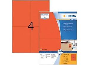 4008705043977 - HERMA Farbige Etiketten A4 105x148 mm rot Papier matt 400 St - Rot - Selbstklebendes Druckeretikett - A4 - Papier - Laser Inkjet - Dauerhaft