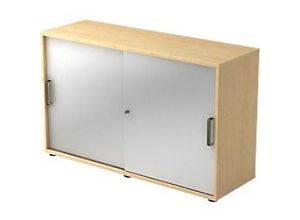 4032062131121 - Schiebetürenschrank Spanplatte 1 Fachboden abschließbar 1200 x 400 x 748 mm Ahorn Braun Silber