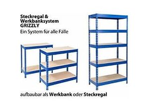 4059382309061 - office marshal Steckregal 5 Fachböden Holz Stahlblech 1800 x 450 x 1200 mm Blau