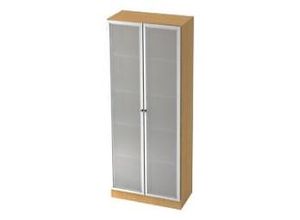 4032062128411 - Büro-Flügeltürenschrank mit Glastüren BxTxH 800x420x2004 mm 5 oh 4 Böden buche