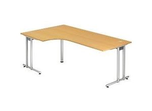 4032062014523 - HAMMERBACHER NS82 Schreibtisch buche L-Form C-Fuß-Gestell silber 2000 x 800 1200 cm