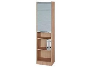 4032062024485 - HAMMERBACHER Prokura Rollladenschrank nussbaum silber 4 Fachböden 500 x 400 x 2004 cm