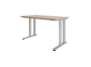 4032062177631 - Elektrisch Höhenverstellbar Schreibtisch Rechteckig Walnuss Spanplatte Silber C-Fuß 160 x 80 cm