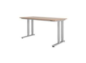 4032062177686 - Elektrisch Höhenverstellbar Schreibtisch Rechteckig Walnuss Spanplatte Silber C-Fuß 180 x 80 cm