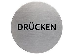 4005546400099 - 490061 65 mm rundes Piktogramm-Informationsschild aus Edelstahl-Bross-Druck (Druck in deutscher Sprache) - Durable