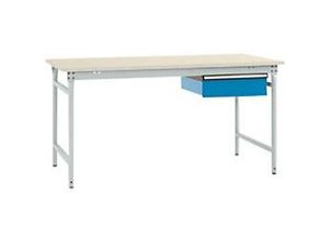 4045916193923 - BB52477035 Komplett-Beistelltisch BASIS stationär mit Kunststoff-Platte + Einzelschubfach BxTxH 1250 x 800 x 780 mm Lichtgrau (RAL 7035)