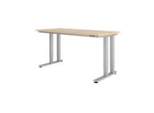 4032062177679 - HD41808S Schreibtisch eiche rechteckig Doppel T-Fuß-Gestell silber 1800 x 800 cm