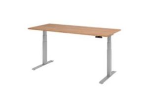 4032062182710 - Sitz-Steh-Schreibtisch Basic VXDKB19 N S elektrisch höhenverstellbar 64-129cm (H) 180x80cm (BxT) rechteckig nussbaum   silb