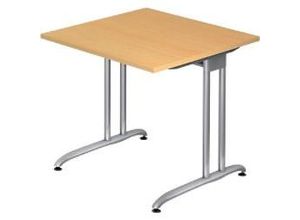 4032062002759 - HAMMERBACHER BS08 Schreibtisch buche quadratisch C-Fuß-Gestell silber 800 x 800 cm