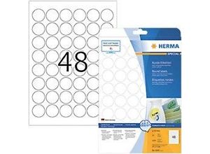 4008705043878 - HERMA Ablösbare Etiketten A4 Ø 30 mm rund weiß Movables ablösbar Papier matt 1200 St - Weiß - Selbstklebendes Druckeretikett - A4 - Papier - Laser Inkjet - Entfernbar