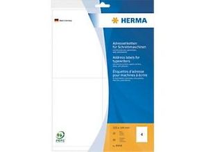 4008705044448 - HERMA Adressetiketten für Schreibmaschinen A4 105x144 mm Papier matt Ecken spitz 80 St - Weiß - Papier - Matte - Deutschland - 105 cm - 144 cm