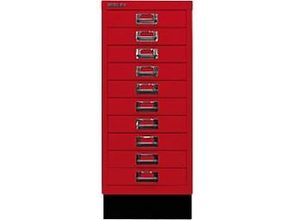 5020073736694 - Schubladenschrank MultiDrawer? 29er Serie L2910S870 Stahl 10 Schubladen (Vollauszug) A4 279 x 67 x 38 cm mit Sockel rot 5