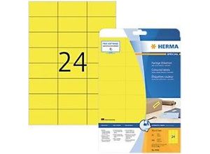 4008705044660 - HERMA Farbige Etiketten A4 70x37 mm gelb Papier matt 480 St - Gelb - Selbstklebendes Druckeretikett - A4 - Papier - Laser Inkjet - Entfernbar