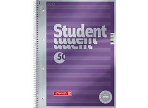 4003273566750 - BRUNNEN Student Premium Collegeblock DIN A4 Liniert Spiralbindung Pappkarton Violett Perforiert 100 Seiten 50 Blatt