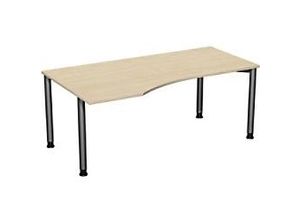 4038933003795 - Flex höhenverstellbarer Schreibtisch ahorn anthrazit Trapezform 4-Fuß-Gestell grau 1800 x 800  1000 cm