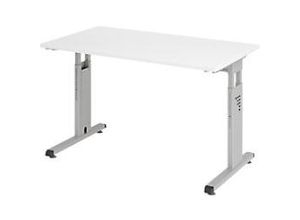 4032062188576 - Schreibtisch O-Serie mini VOS612 W S manuell höhenverstellbar 65-85cm (H) 120x672cm (BxT) rechteckig weiß   silber 4032062